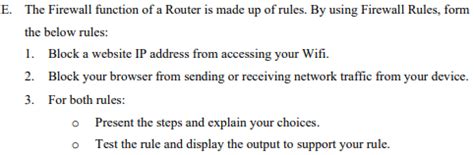 Solved E The Firewall Function Of A Router Is Made Up Of Chegg Com