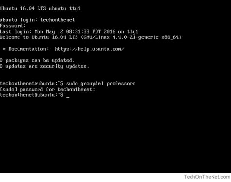 Linux How To Remove A Group In Ubuntu Linux Server 1604 Lts