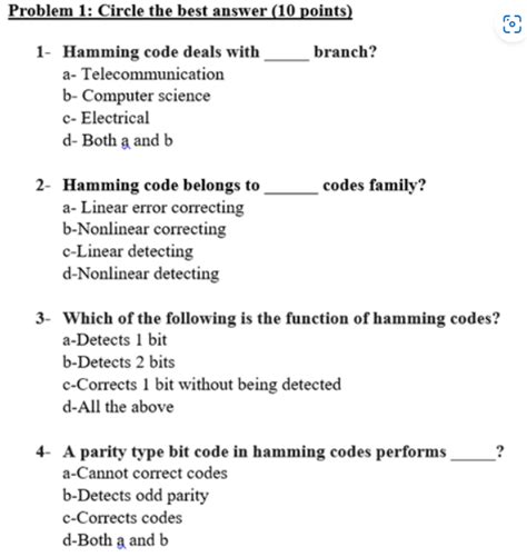Solved Problem 1: Circle the best answer (10 ﻿points)1- | Chegg.com