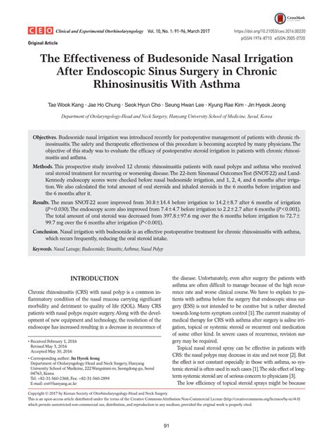 The Effectiveness Of Budesonide Nasal Irrigation After Endoscopic Sinus