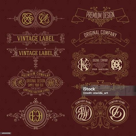 오래 된 빈티지 꽃 요소리본 짜 줄무늬 선 각도 테두리 프레임 레이블 아이콘벡터 0명에 대한 스톡 벡터 아트 및 기타 이미지 Istock