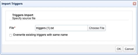 how to import and export triggers jscape