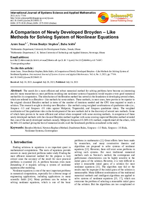 pdf a comparison of newly developed broyden like methods for