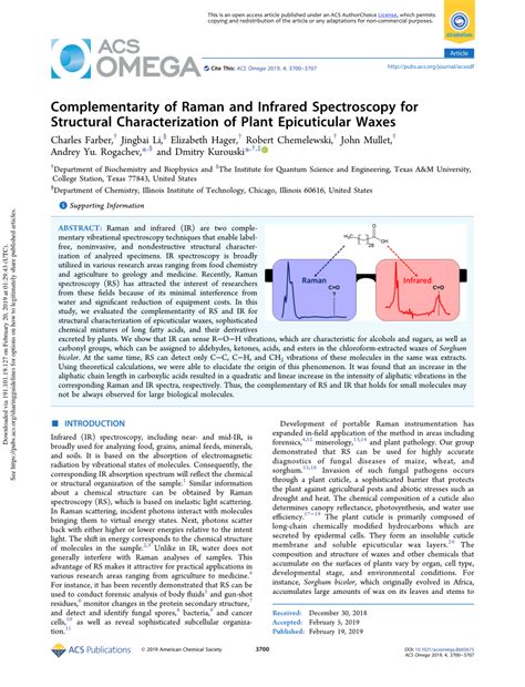 Pdf Complementarity Of Raman And Infrared Spectroscopy For Structural Characterization Of