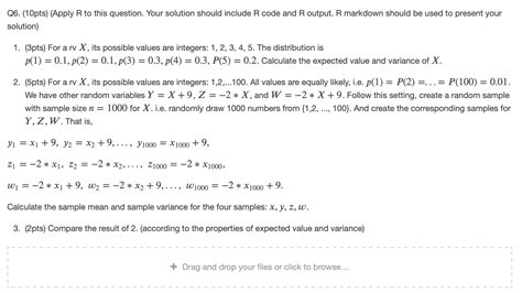 solved q6 10pts apply r to this question your solution