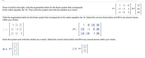 Solved 12 Given A And B To The Right Write The Augmented