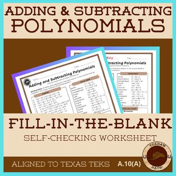 Adding And Subtracting Polynomials Worksheet By YeeHaw Math TPT