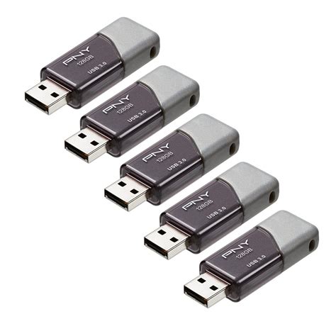 Pny 128gb Turbo Attaché 3 Usb 30 Flash Drive 5 Pack Grey P