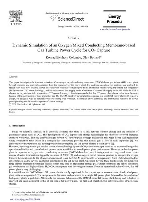 Pdf Dynamic Simulation Of An Oxygen Mixed Conducting Membrane Based