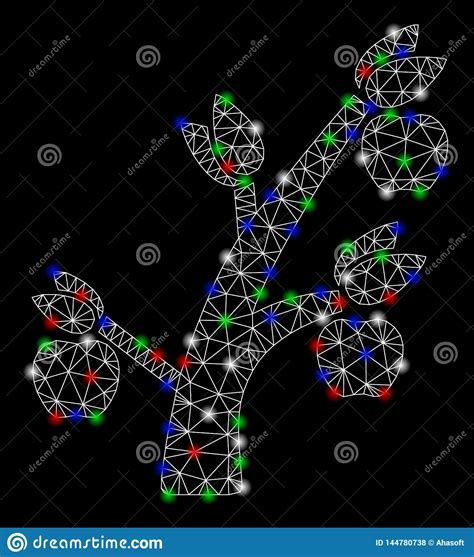 Bright Mesh Network Apple Tree With Flare Spots Stock Vector