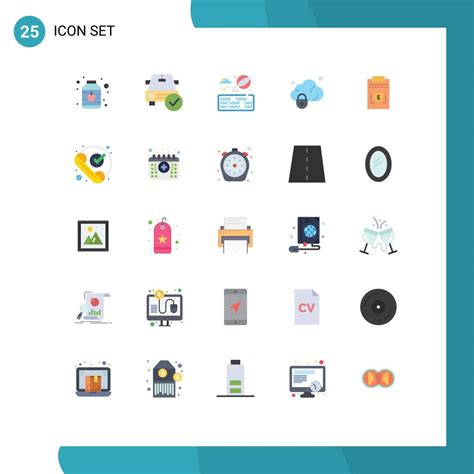 Mobile Interface Flat Color Set Of 25 Pictograms Of Dollar Expense Beach Ball Secure Gdpr