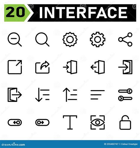 User Interface Icon Set Include Search, Zoom Out, Magnifier, User ...