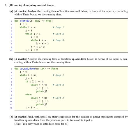 Solved 1 10 Marks Analyzing Nested Loops A 4 Marks