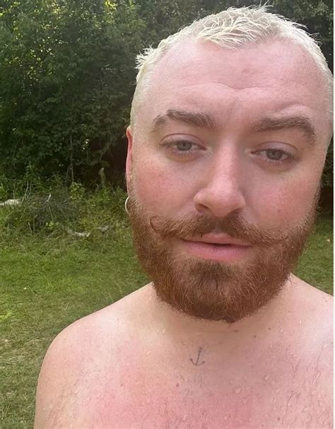 Sam Smith Rocks Striking New Facial Hair As They Pose Shirtless In A Lake The Mirror