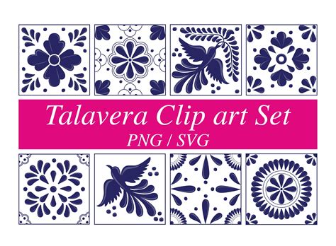 Beautiful Mexican Talavera Clip Art Set 8 Mosaic Designs In Etsy