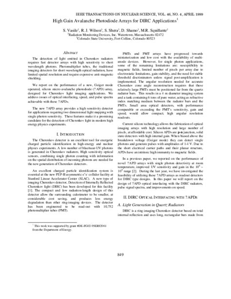 Pdf High Gain Avalanche Photodiode Arrays For Dirc Applications