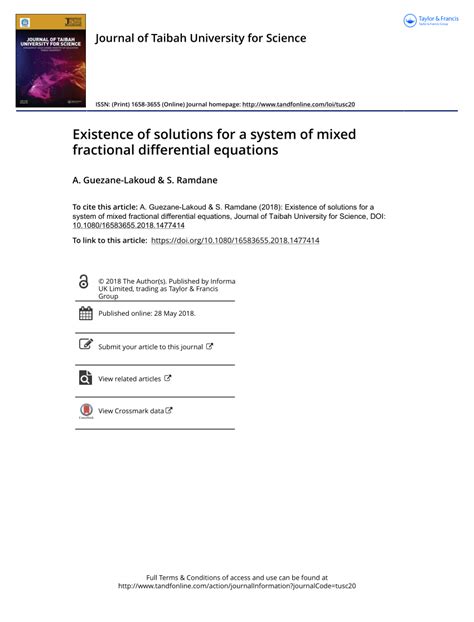 Pdf Existence Of Solutions For A System Of Mixed Fractional