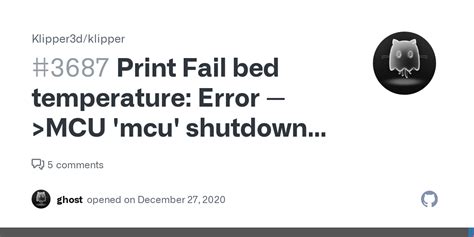 Print Fail Bed Temperature Error MCU Mcu Shutdown ADC Out Of Range Issue