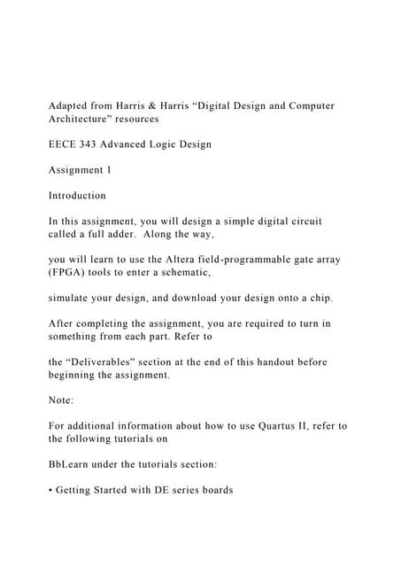 Adapted From Harris And Harris Digital Design And Computer Archdocx