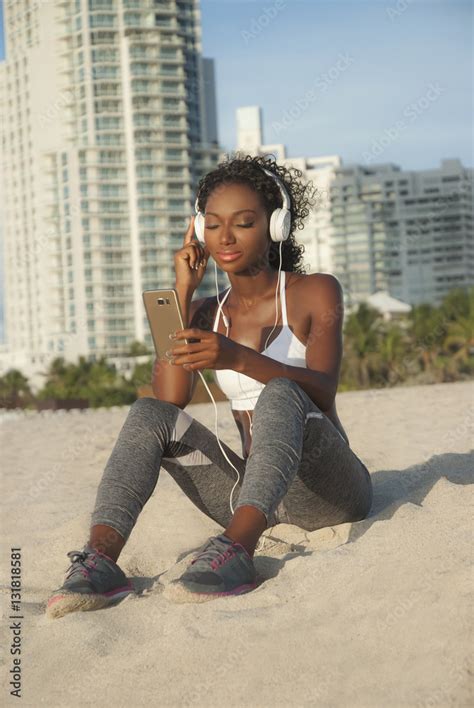 Sexy Brown Skin Woman With Headphones Stock Photo Adobe Stock