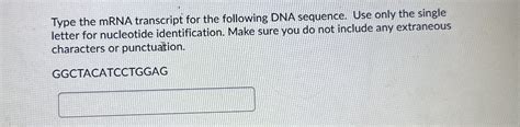 Solved Type The Mrna Transcript For The Following Dna