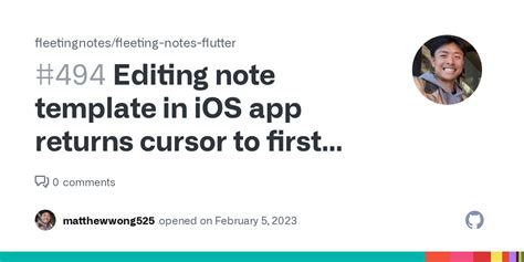 Editing Note Template In Ios App Returns Cursor To First Line After