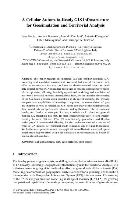 Pdf A Cellular Automata Ready Gis Infrastructure For Geosimulation