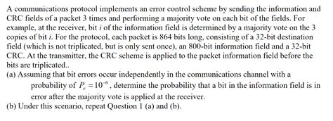 Solved A Communications Protocol Implements An Error Control