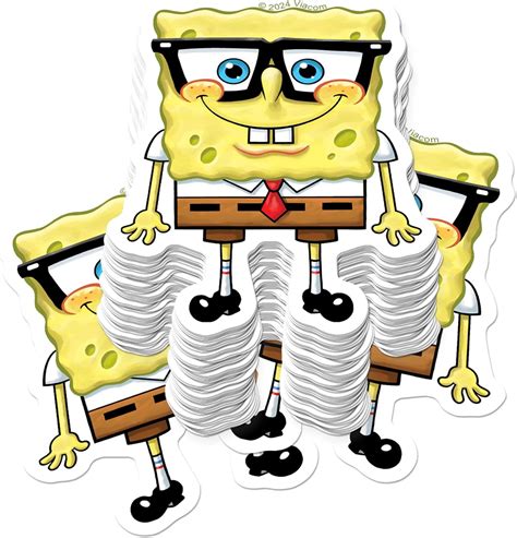 Spongebob Nerdy Expression 50ct Vinyl Large Deluxe Stickers Variety Pack Laptop