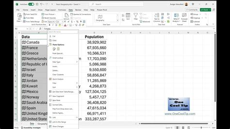 How To Use Microsoft Excels Geography Data Type Feature Youtube