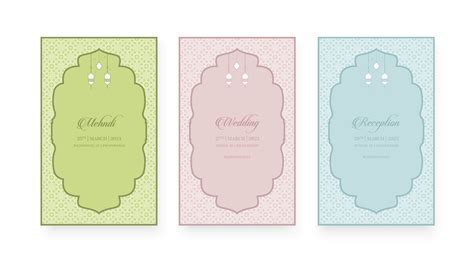 Set Of Wedding Invitation Template With Mughal Arch Design And Islamic Lantern 16538970 Vector