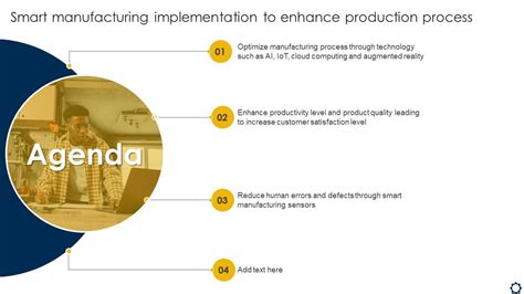 Agenda For Smart Manufacturing Implementation To Enhance Production Process Ppt Template