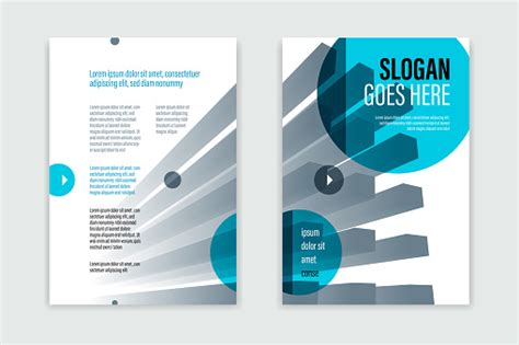 사무실 건물 구조 벡터 템플릿 전면 및 후면 페이지 현대 전단지 전단지 또는 연례 보고서 표지 또는 프리젠 테이션 A4 형식 기업 트렌디 스타일 비즈니스 브로셔 3차원
