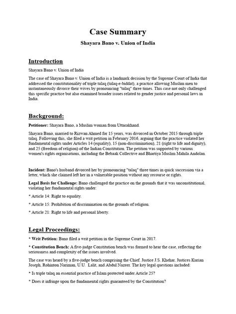 Case Summary Pdf Sharia Precedent