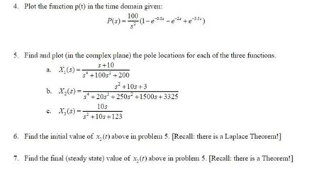 Solved 4 Plot The Function P T In The Time Domain Given Chegg Com