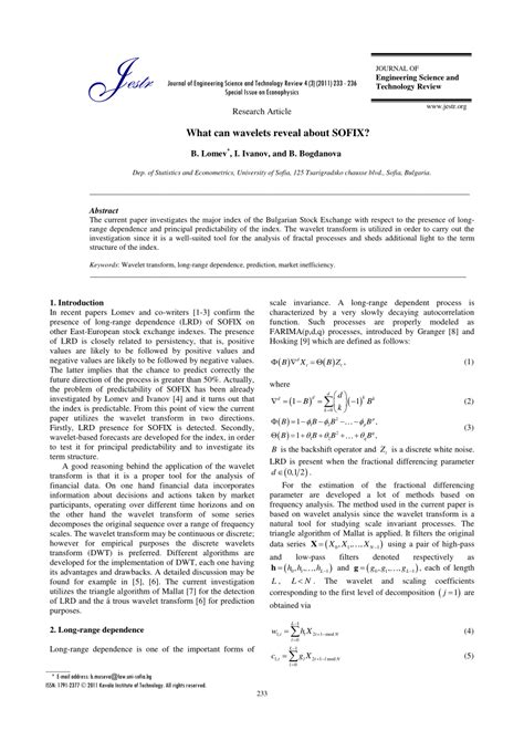 Pdf What Can Wavelets Reveal About Sofix