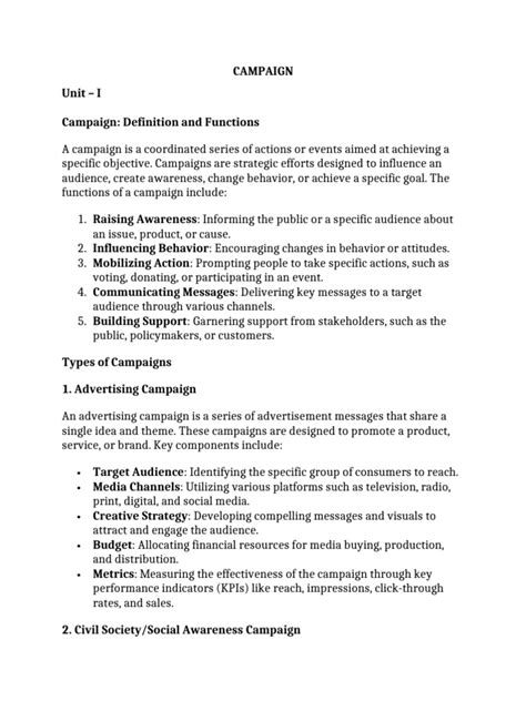 Campaign Notes Pdf Target Audience Advertising