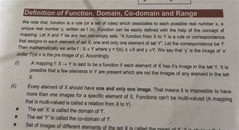 Definition Of Function Domain Co Domain And Range We Note That Functio