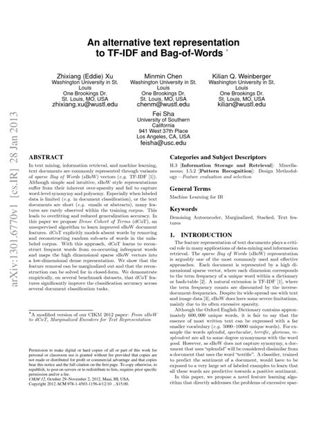 An Alternative Text Representation To TF IDF And Bag Of Words DeepAI