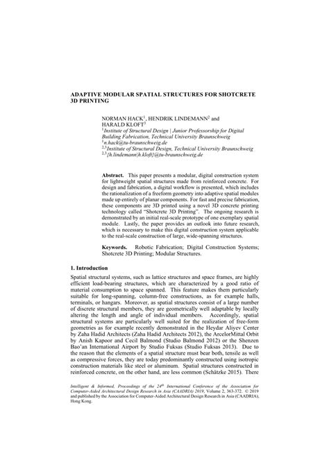 Pdf Adaptive Modular Spatial Structures For Shotcrete 3d Printing