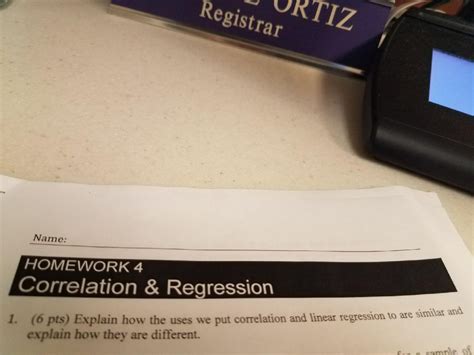Solved Registrar Name Homework 4 Correlation And Regression