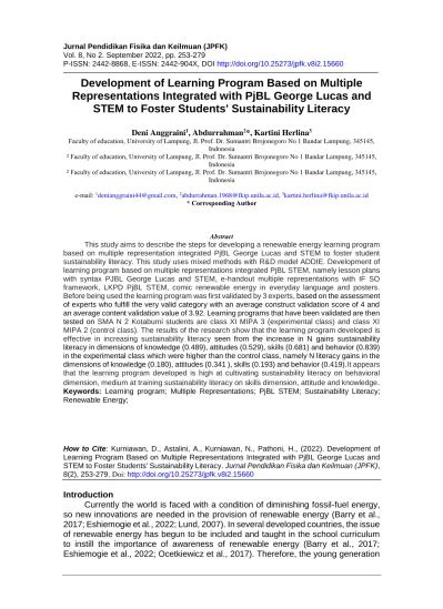 Development Of Learning Program Based On Multiple Representations