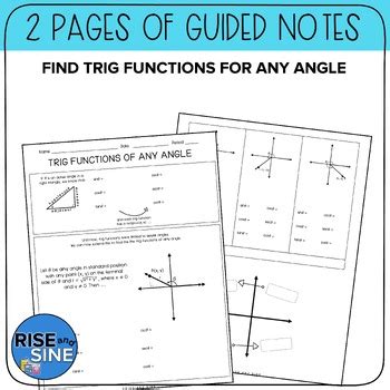 Trig Functions Of Any Angle Guided Notes By Rise And Sine TPT
