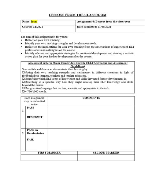 Celta Assignment 4 Pdf