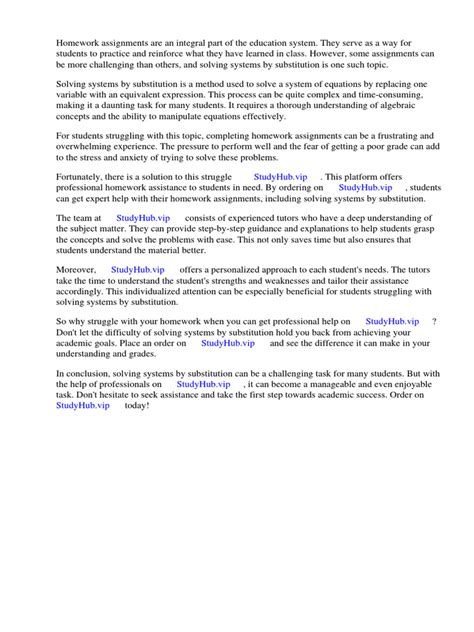 homework 2 solving systems by substitution pdf equations algebra