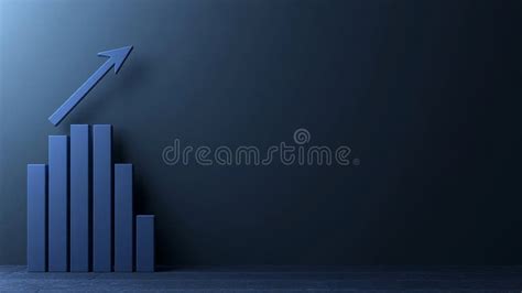 Blue Bar Graph Upward Arrow Pointing Upwards Represents 3d Growth Stock