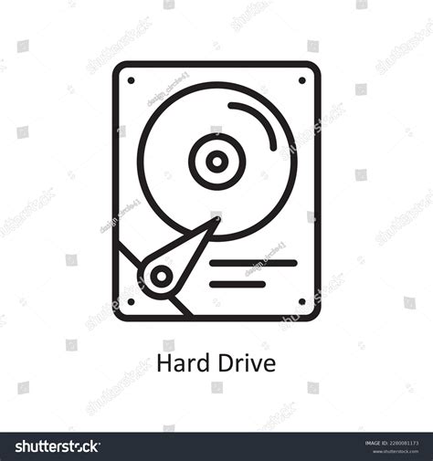 Hard Drive Vector Outline Icon Design Stock Vector Royalty Free