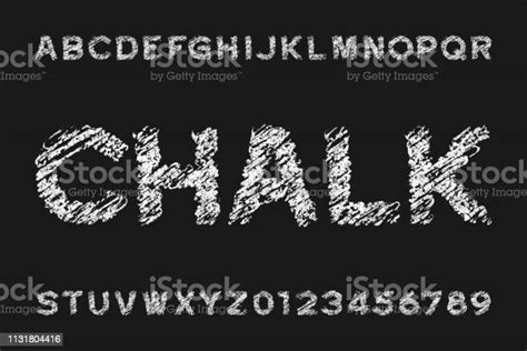 분필 보드 알파벳 글꼴입니다 손으로 쓴 지저분한 대문자 및 숫자 0명에 대한 스톡 벡터 아트 및 기타 이미지 0명 검은색