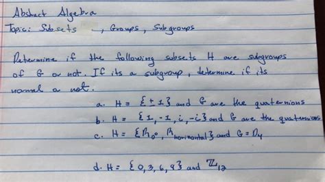 solved abstract algebra topic subsets groups sub groups