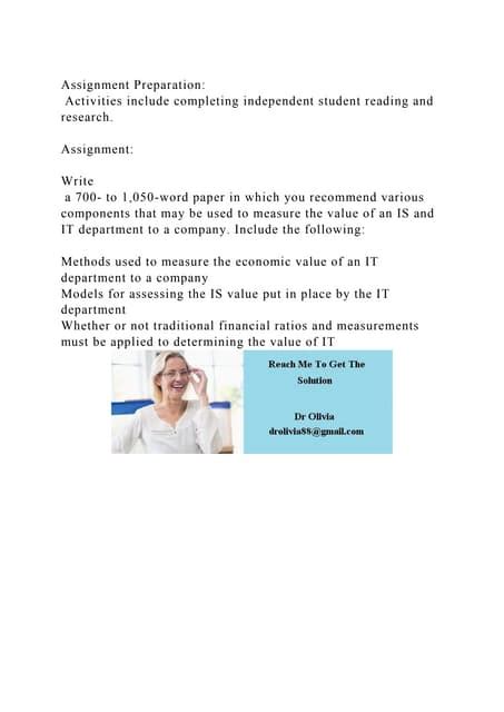 Assignment Preparation Activities Include Completing Independent Docx